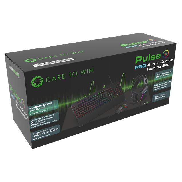GameMax Pulse 4-in-1 Pro Keyboard, Mouse, Headset and Mouse Pad Combo ...