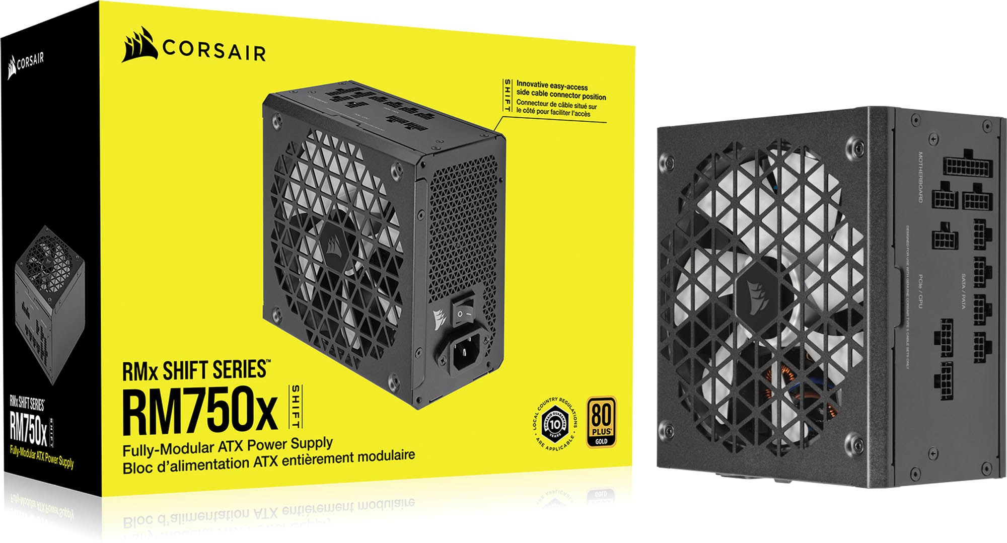 Corsair RMx Shift Series RM750x ATX Power Supply, 750W, 80 PLUS Gold ...