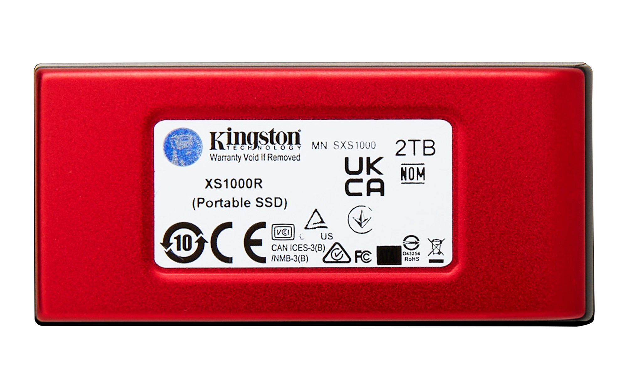 Kingston XS1000 2TB USB 3.2 Gen2 External SSD Drive in Red - CCL Computers
