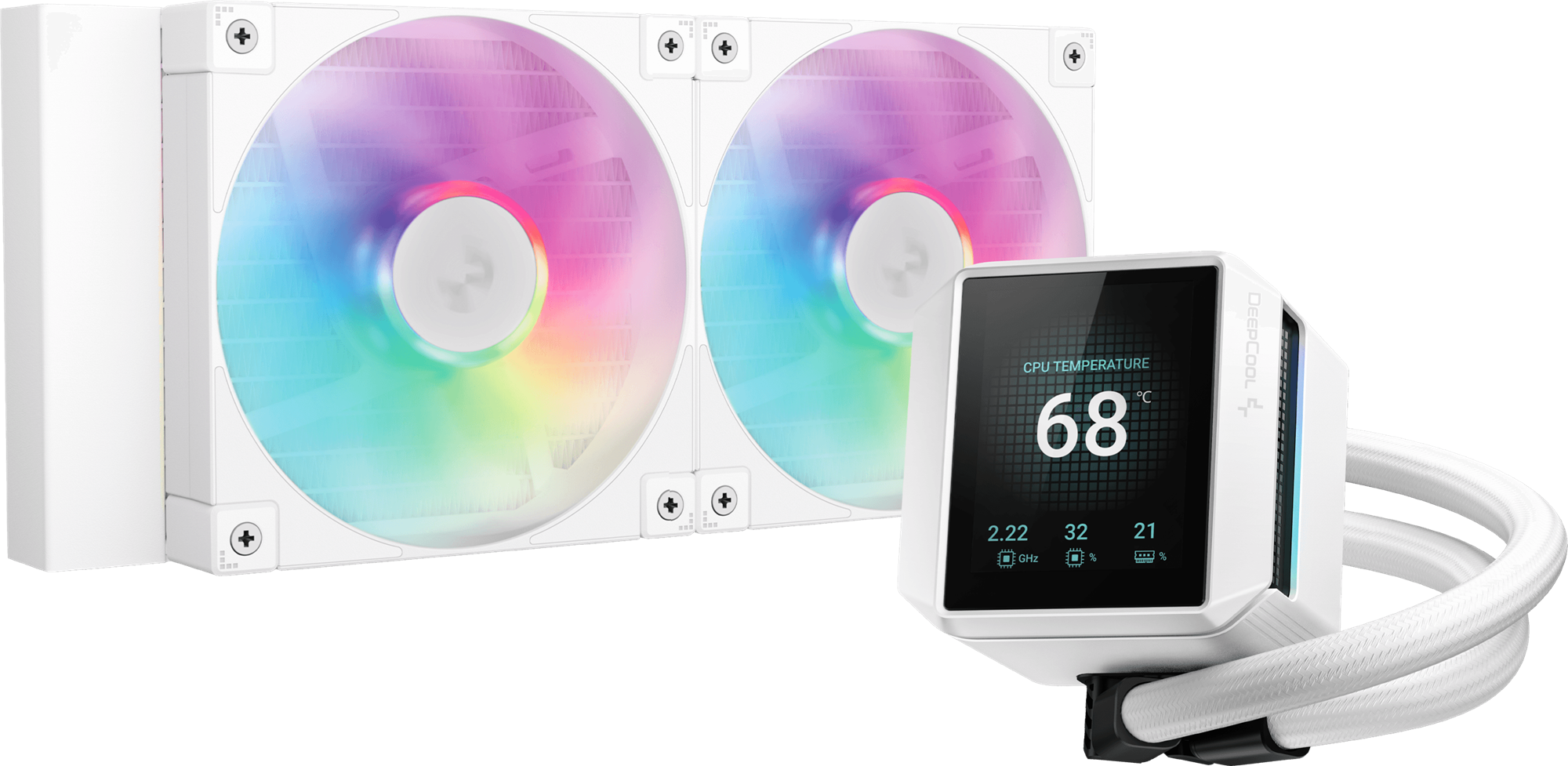 DeepCool MYSTIQUE 240 WH ARGB 240mm AiO Liquid CPU Cooler in White ...